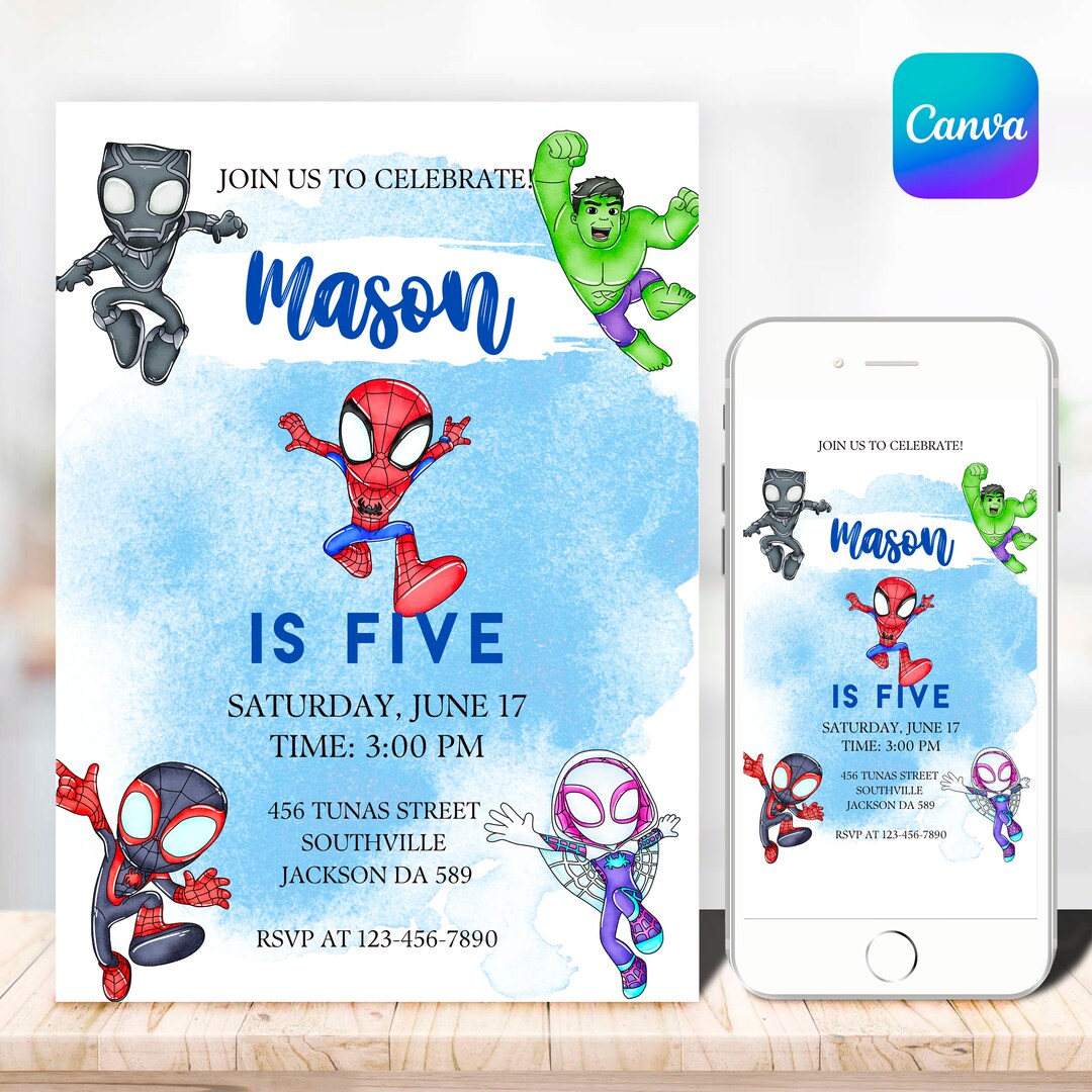 Spidey and This Amazing Friends Birthday Invitation Spidey Invitation ...