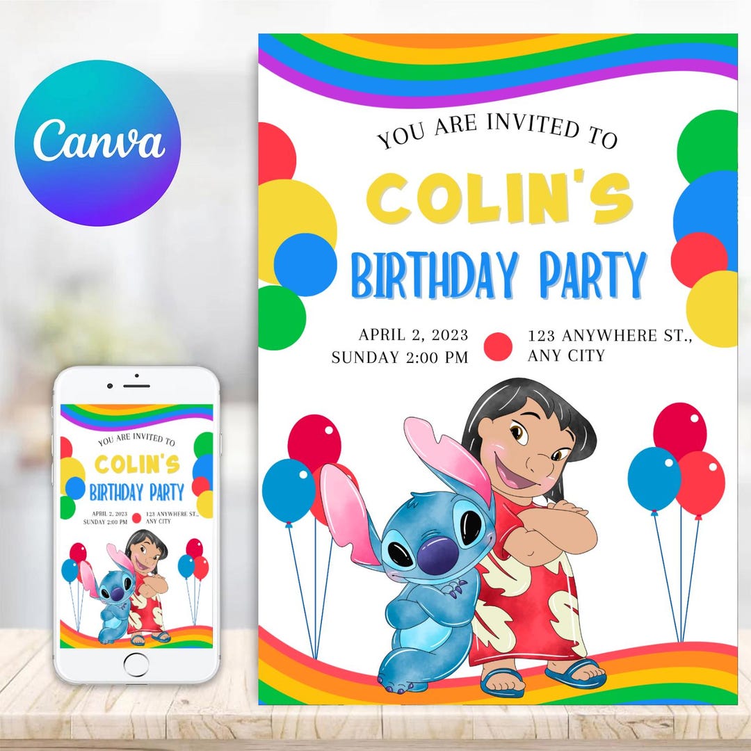 Stitch and Lilo Birthday Invitation | Editable & Printable Template ...