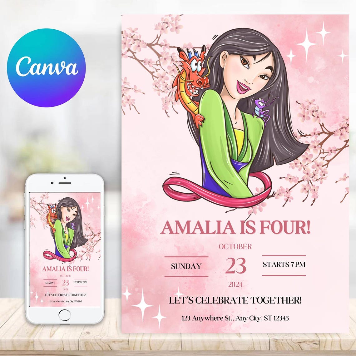 Mulan Invitation Princess Mulan Invitation Mulan Birthday Mulan Invite ...