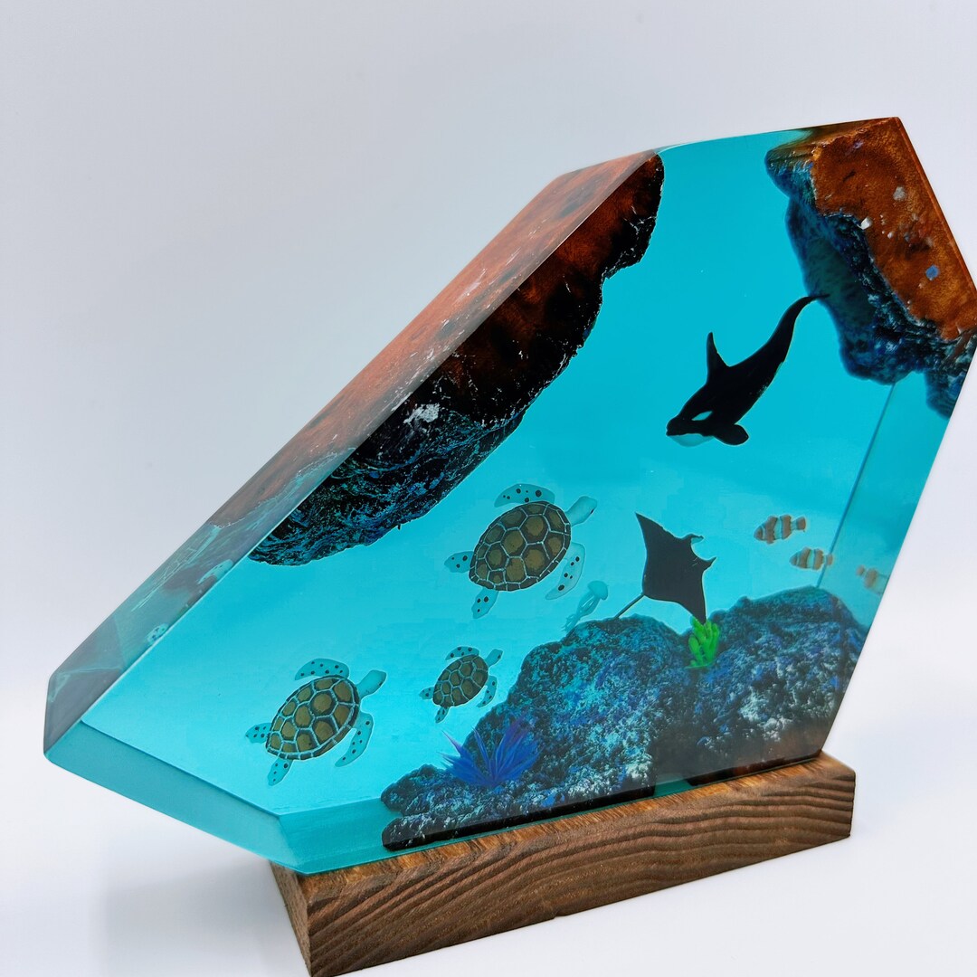 Orca Whale and Turtle Night Lights, Epoxy Resin Ocean Lamp, Manta Ray ...