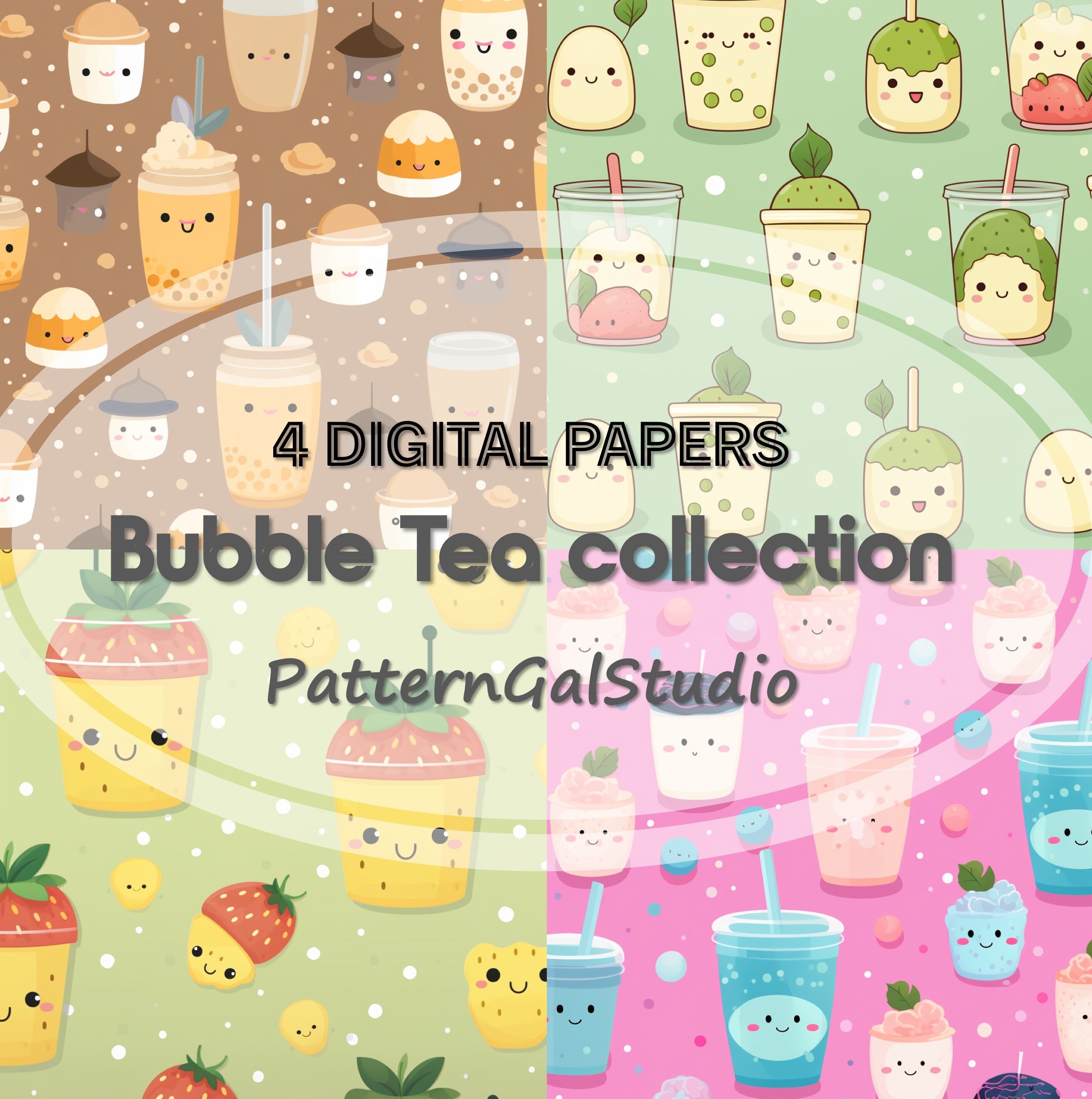 Bubble Tea Boba Tea Digital Paper Boba Seamless - Etsy