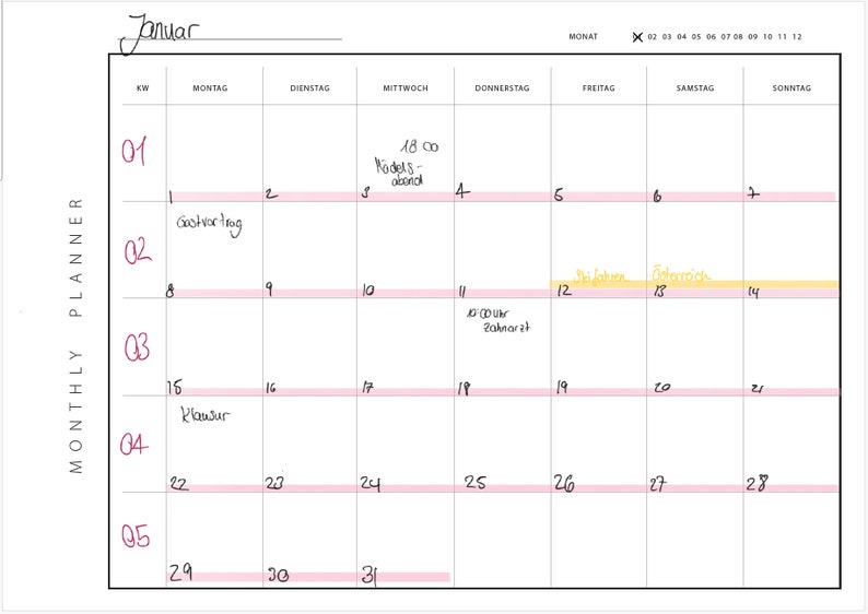 PDF Monthly Overview A4 or A3 Printable or for Your Tablet - Etsy