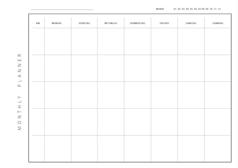 PDF Monthly Overview A4 or A3 Printable or for Your Tablet - Etsy