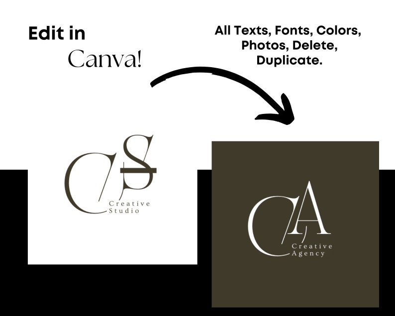 Editable Logo Design Template in Brown | DIY Canva Logo Template - Etsy