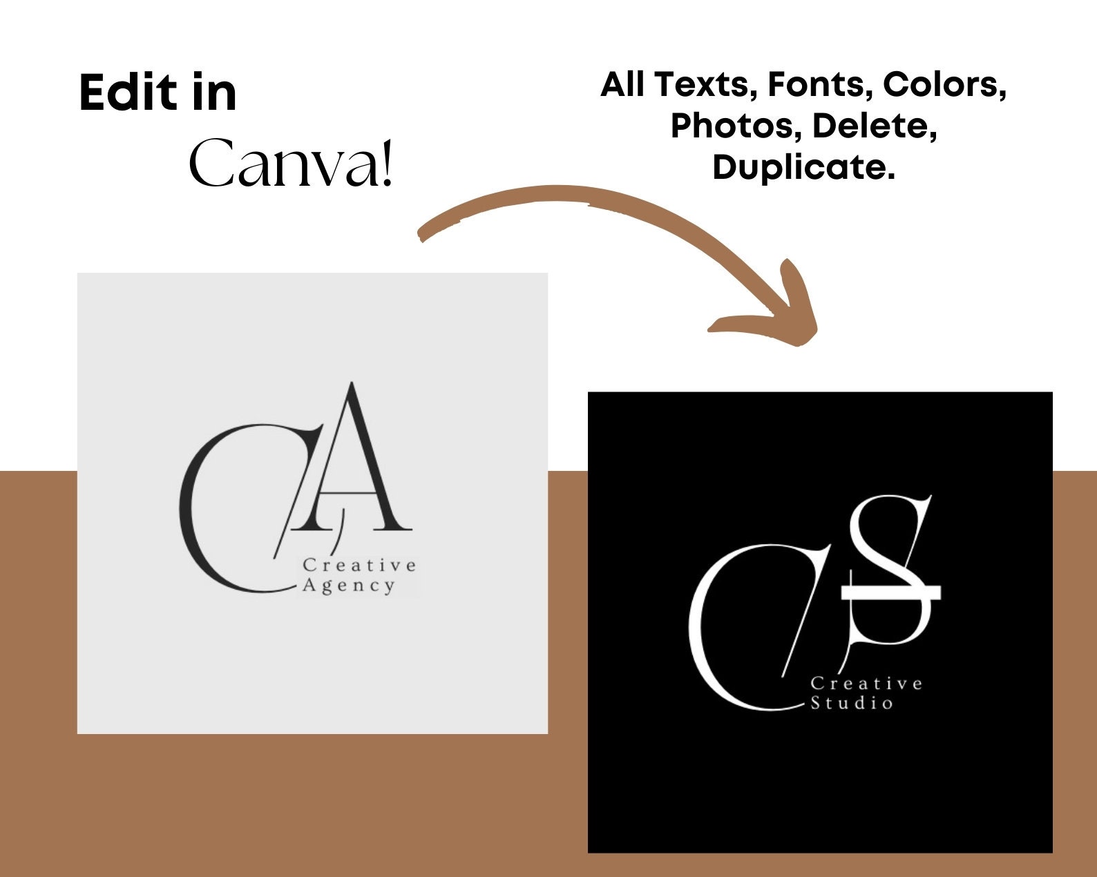 Editable Logo Design Template Black White | Canva Template DIY Logo ...