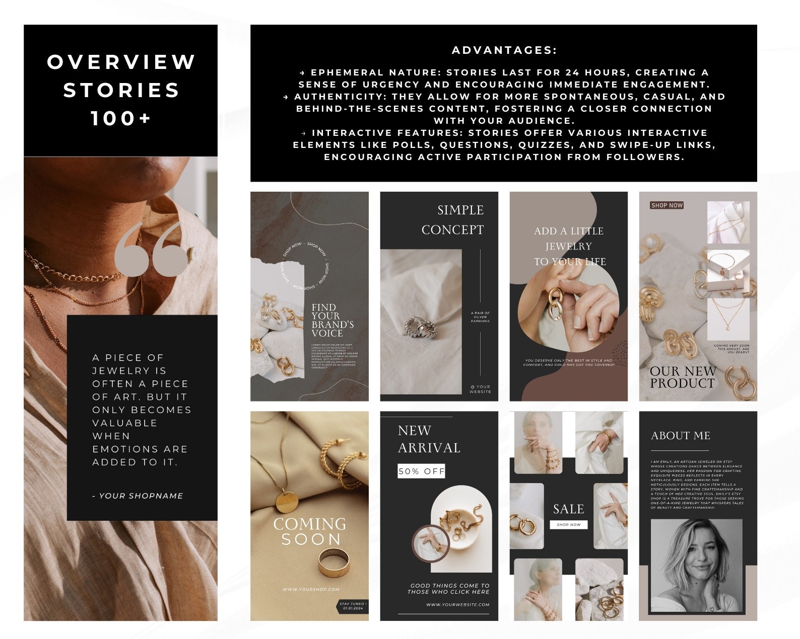 200 Jewelry Instagram Canva Template Templates Jewelry Social Media ...