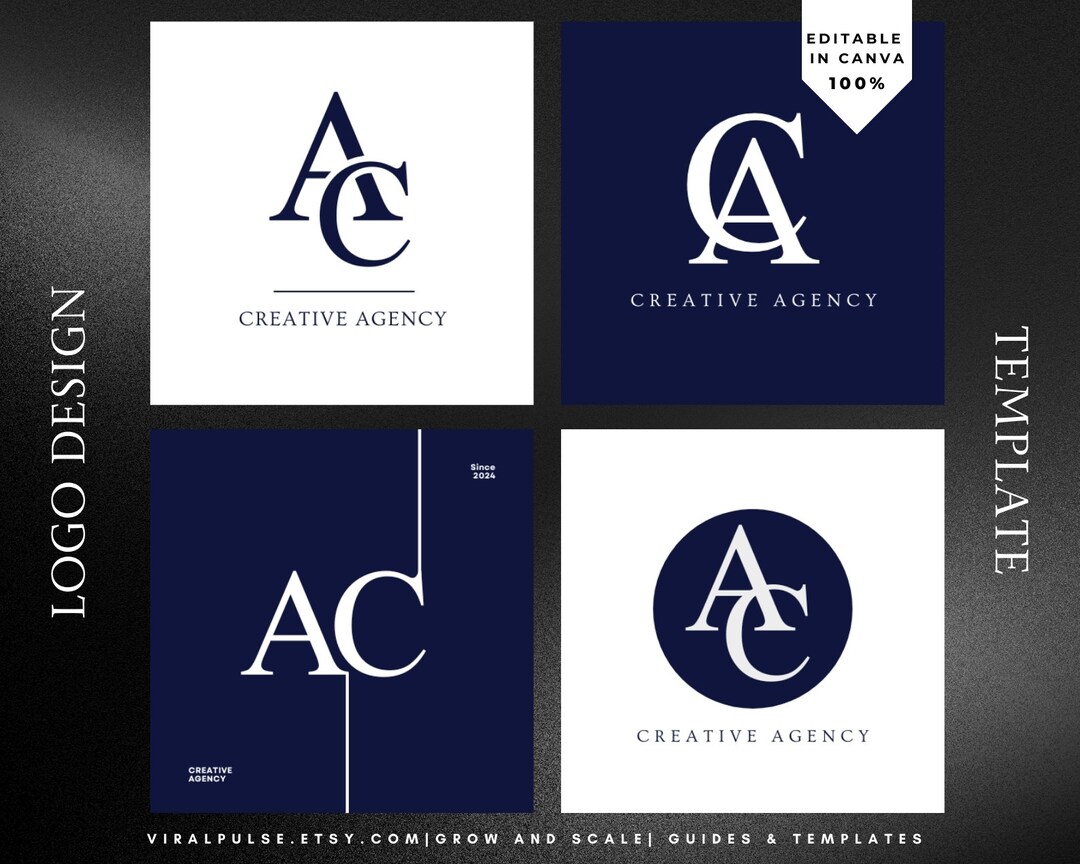 Luxurious Dark Blue Logo Design | DIY Canva Template for Exclusive ...