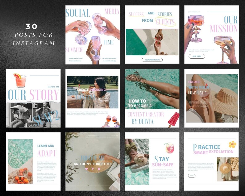 Colorful Instagram Post Templates, Instagram Templates for Coaching ...