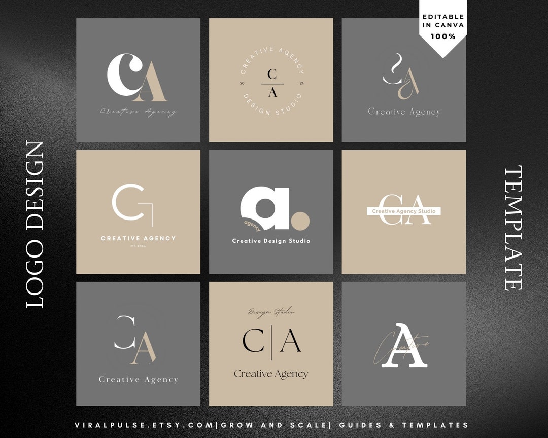 Editable Logo Design Template | Beige Canva Business Logo | White ...