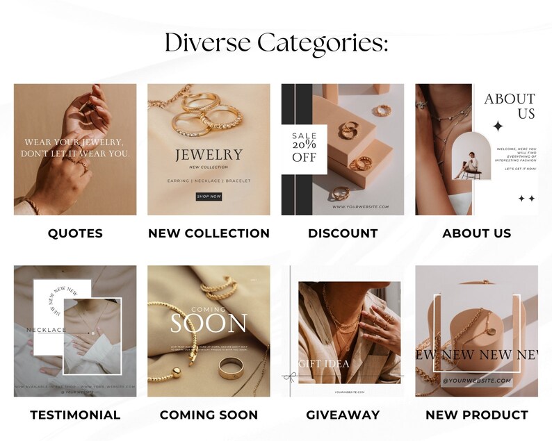 Jewelry Instagram Post Templates Canva Template Jewelry Social Media ...