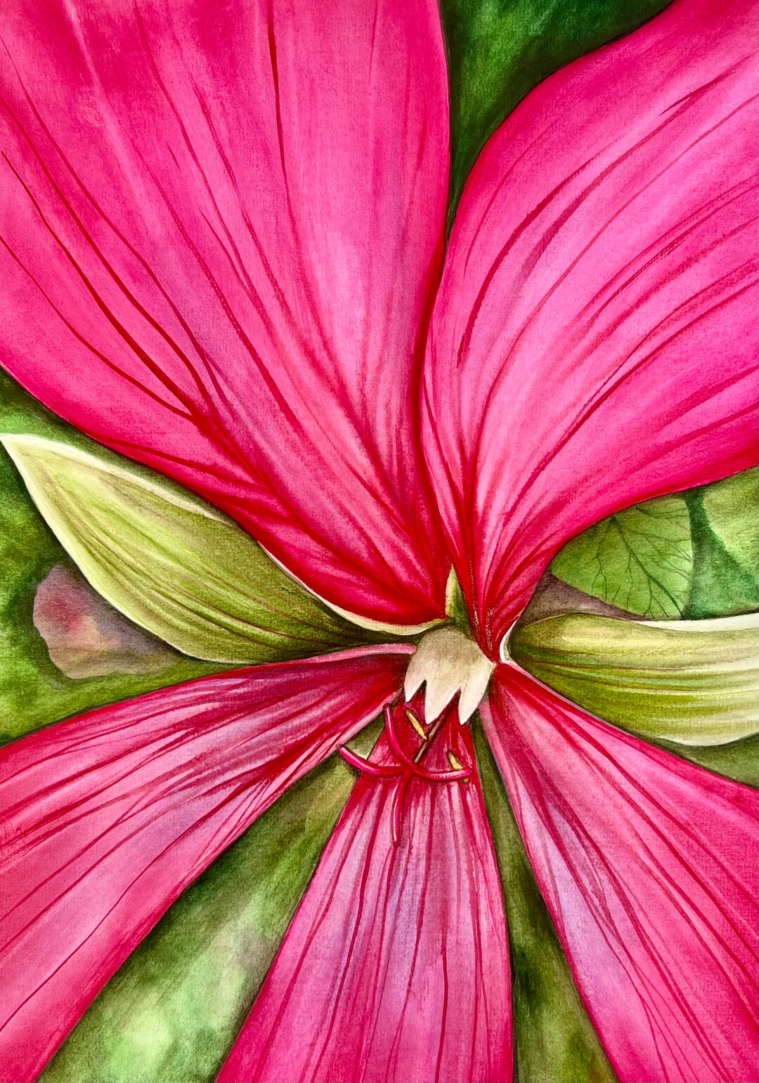 Watercolor Pink Flower Clue up Painting - Etsy