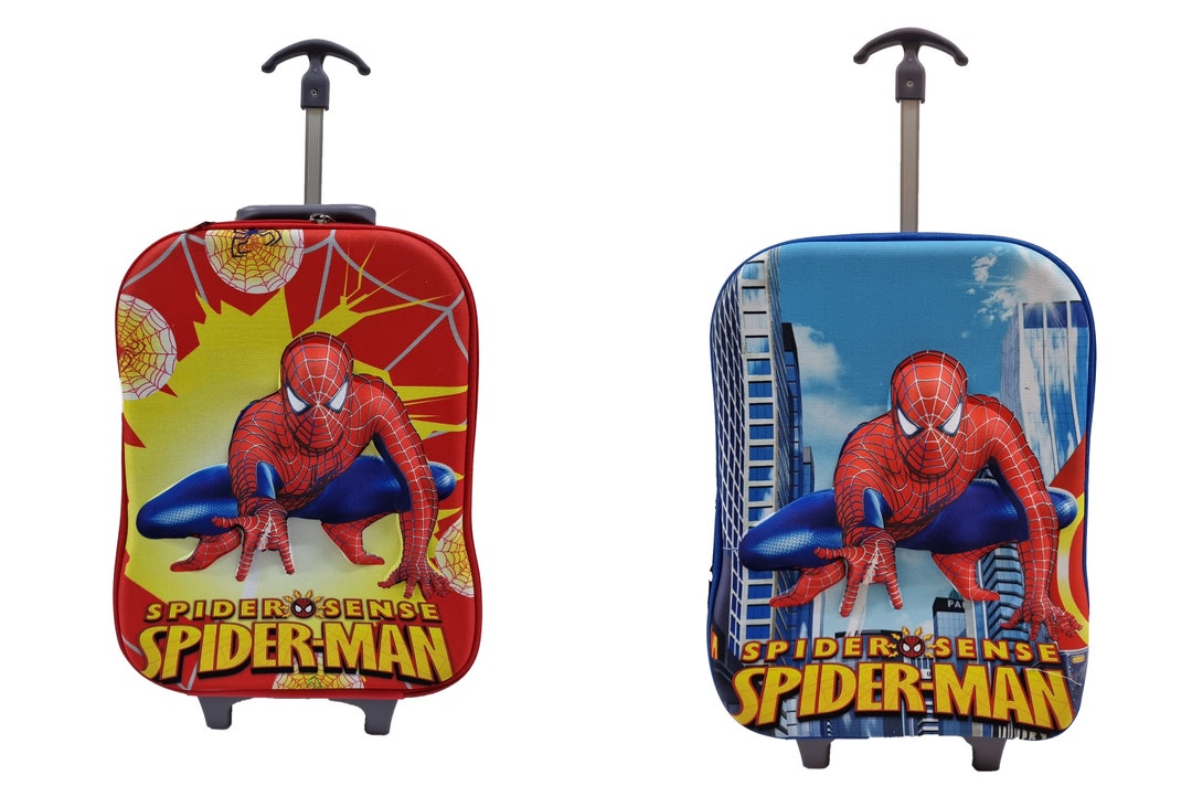 Kids 3 Piece Trolley Wheels Bag Spiderman Action Figure Boys School ...