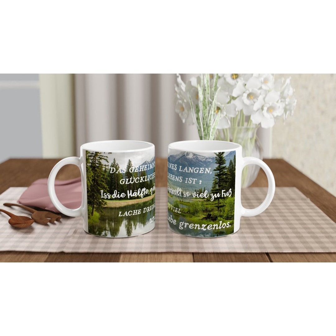 White Ceramic Mug the Secret to a Long, Happy Life Is: success Mug - Etsy