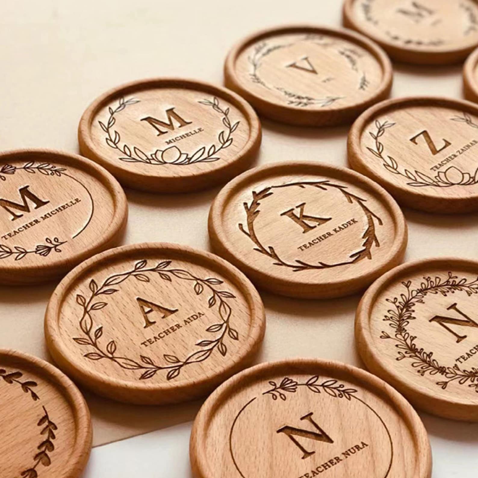 Custom Solid Wood Coaster Set, Housewarming Gifts for Couple, New Home ...