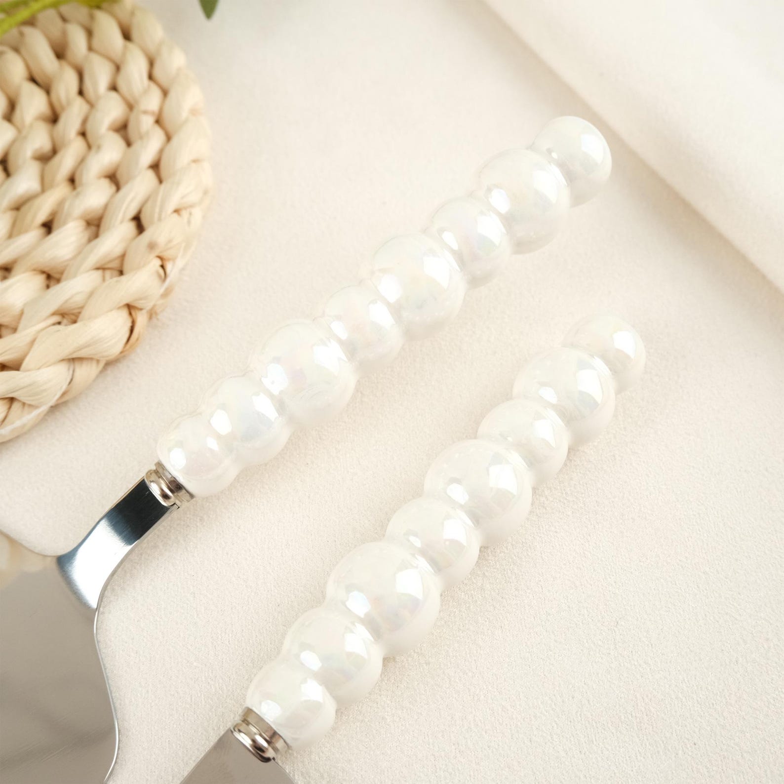 Pearl Ceramic Handle Wedding Cake Server Set of 2, Wedding Gifts, Gift ...