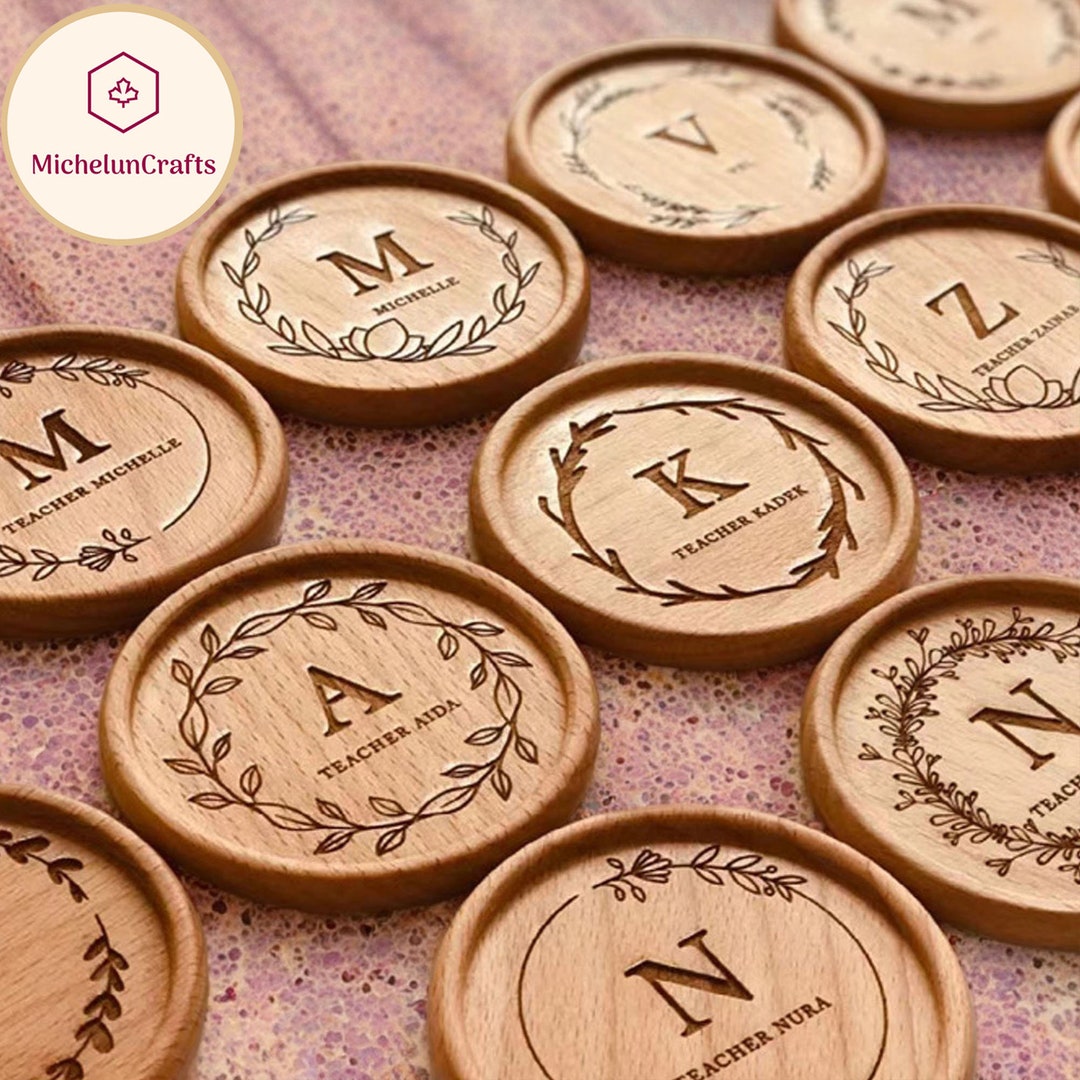Custom Solid Wood Coaster Set, Housewarming Gifts for Couple, New Home ...