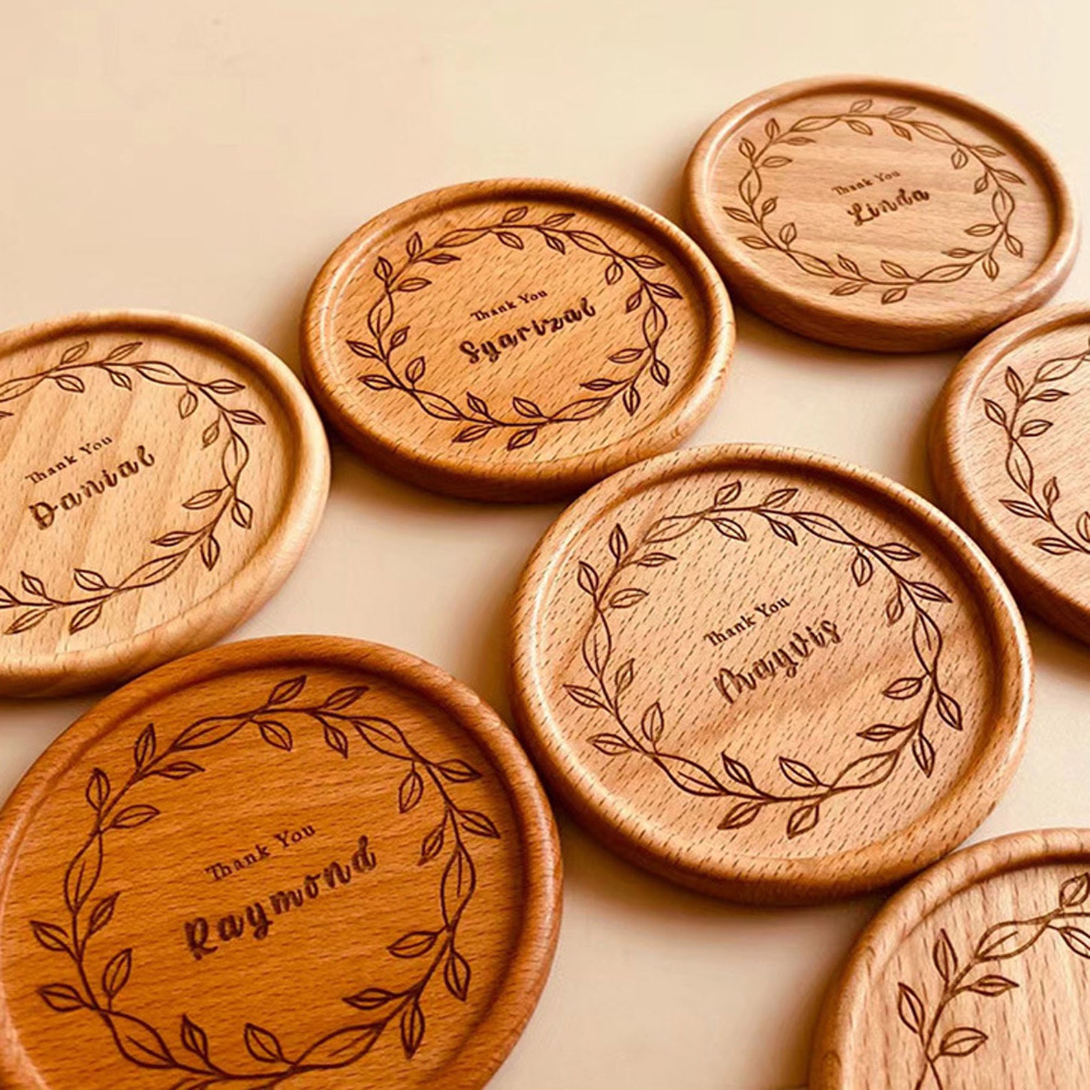 Custom Solid Wood Coaster Set, Housewarming Gifts for Couple, New Home ...