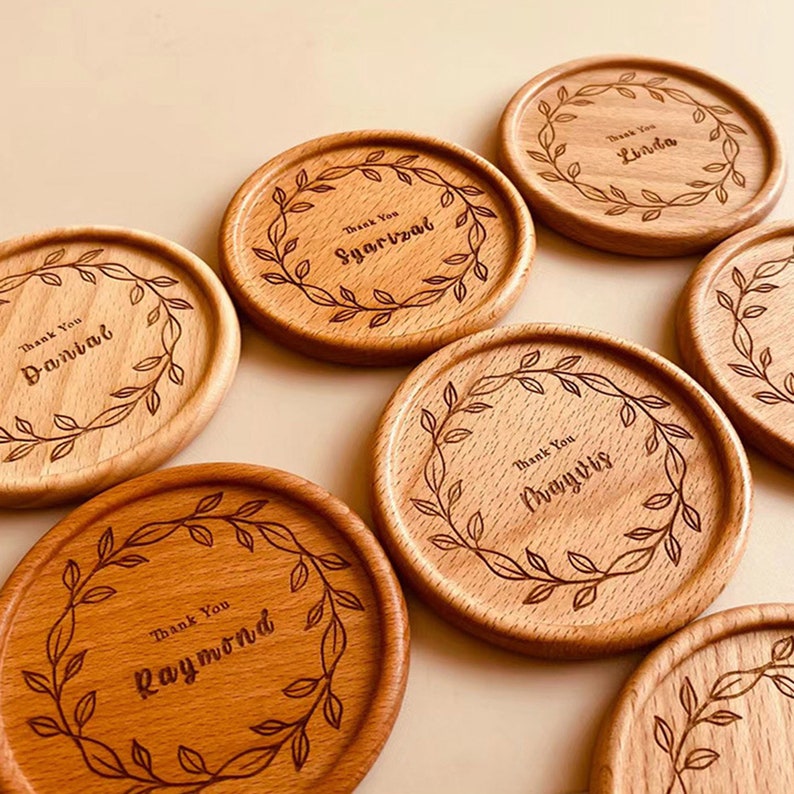 Custom Solid Wood Coaster Set, Housewarming Gifts for Couple, New Home ...