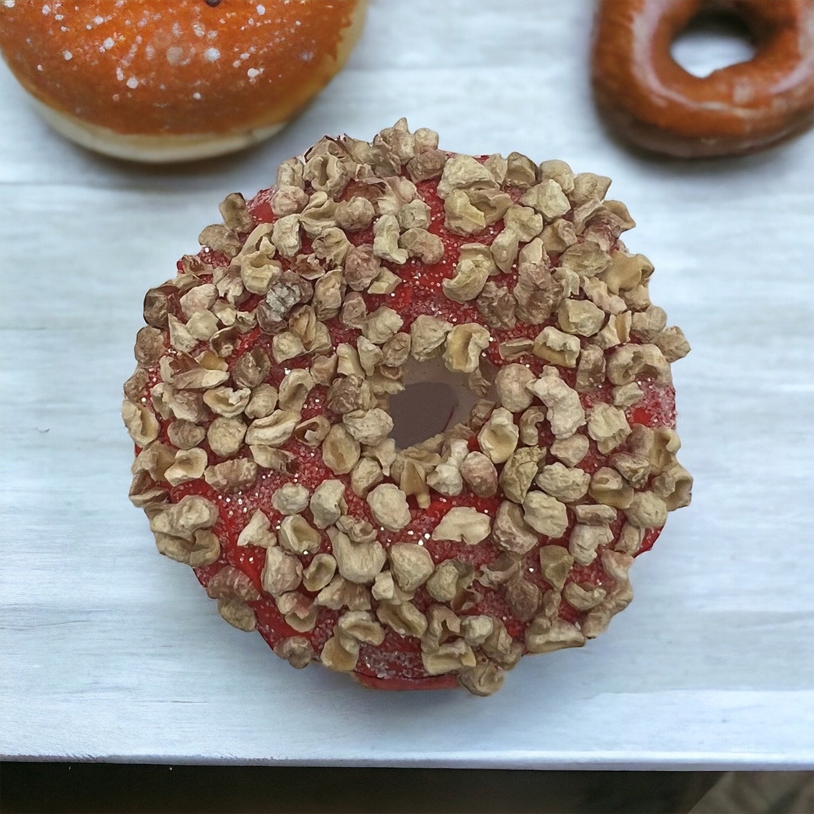 Faux Red Donut With Crushed Nuts - Etsy