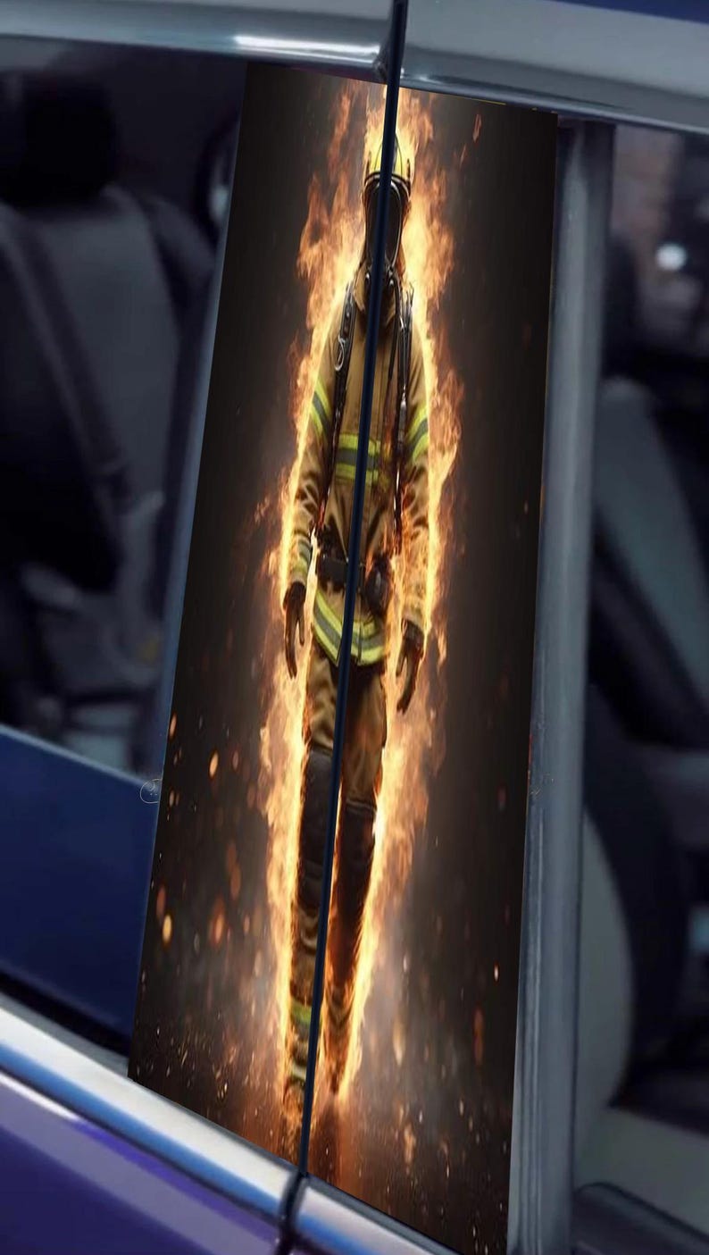 Firefighter Car Pillar Sticker, Fireman Vehicle Doors Livery Pillar ...