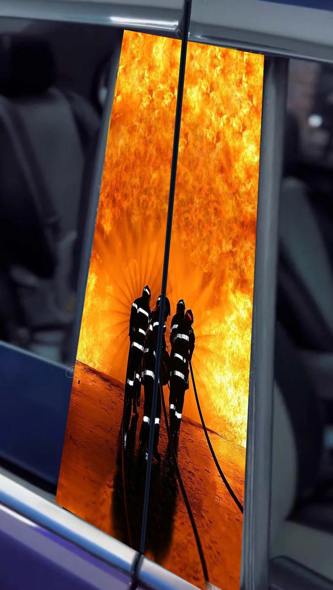 Firefighter Car Pillar Sticker, Fireman Vehicle Doors Livery Pillar ...