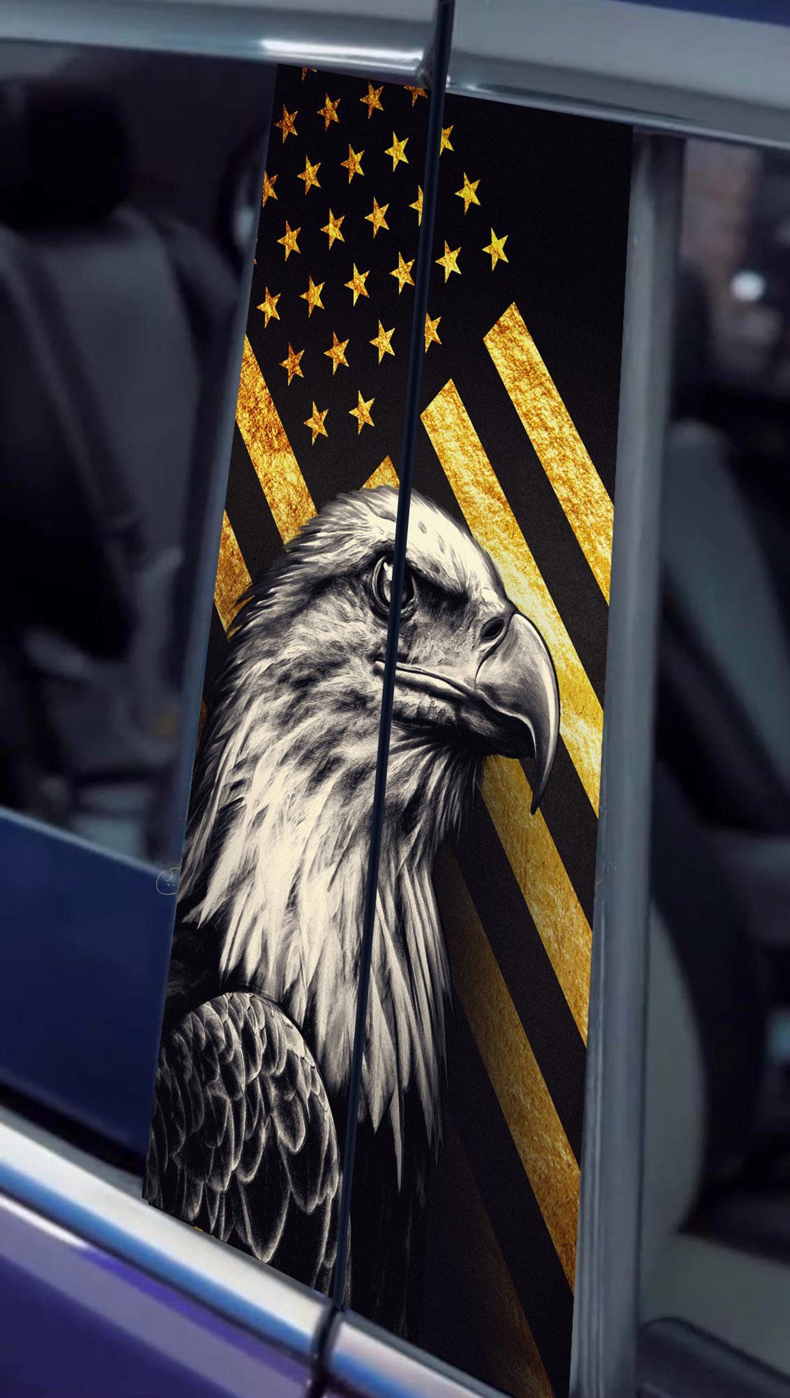 American Eagle Car Pillar Sticker, Patriotic USA Flag Car Decals, Vinyl ...