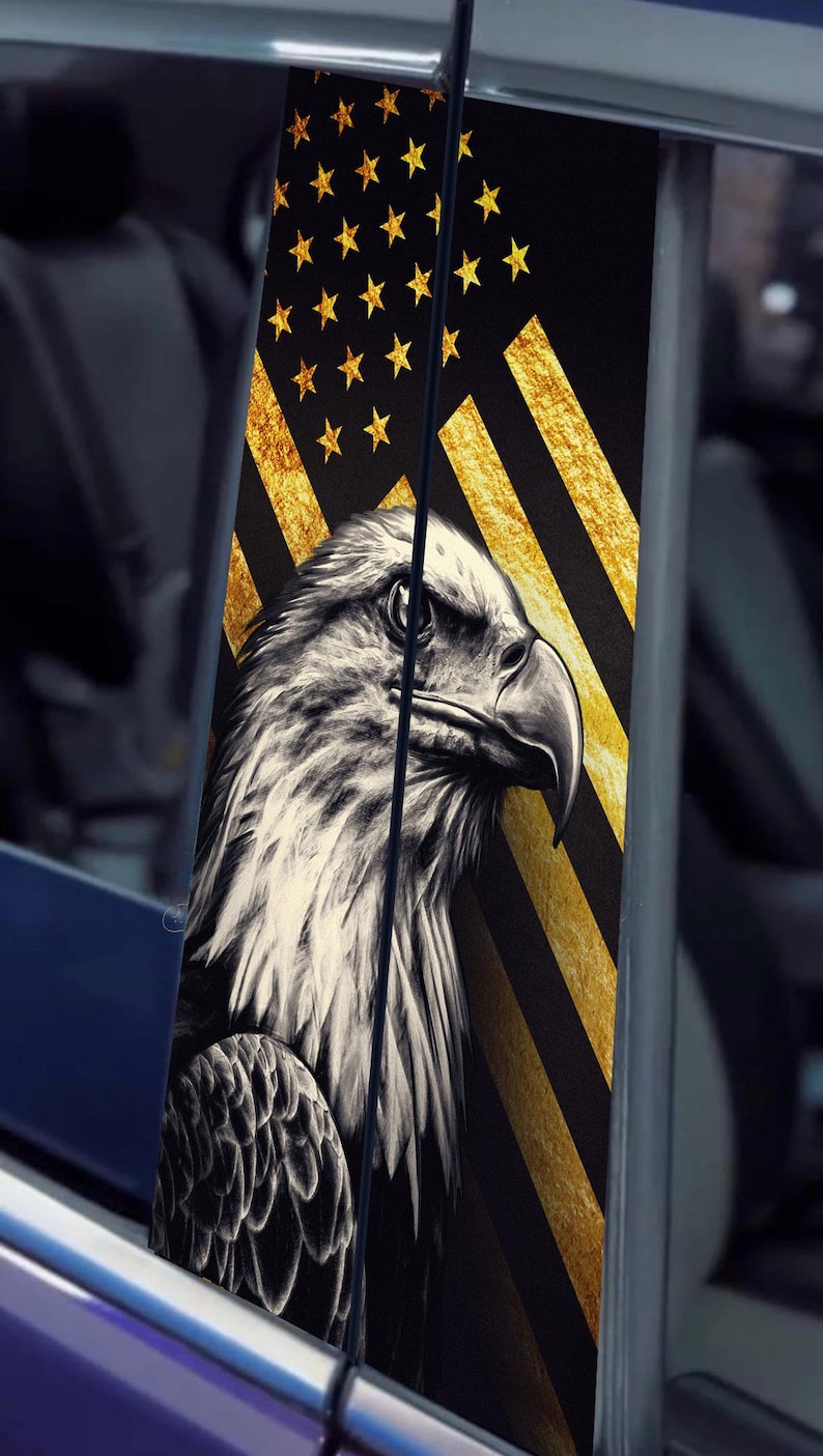 American Eagle Car Pillar Sticker, Patriotic USA Flag Car Decals, Vinyl ...