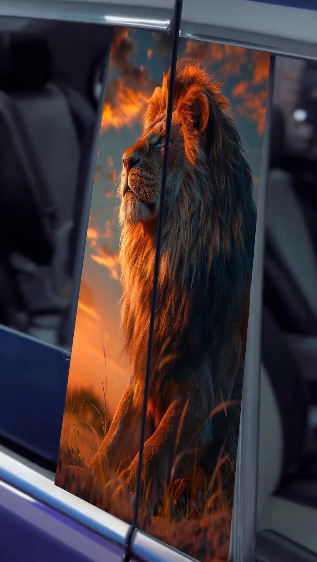 Lion Car Door Pillar Sticker, Wild Animal Auto Livery Sticker Wrap, Car ...