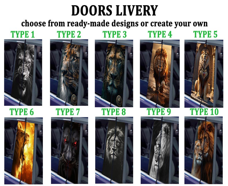 Lion Car Door Pillar Decal, Removable Vinyl Car Sticker, Truck Car Side ...