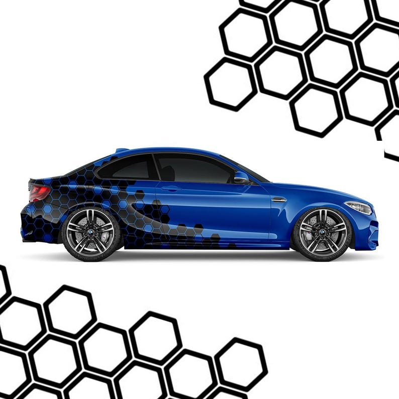 Hexagon Car Side Decals, JDM Honeycomb Car Stickers, Removable Vinyl ...