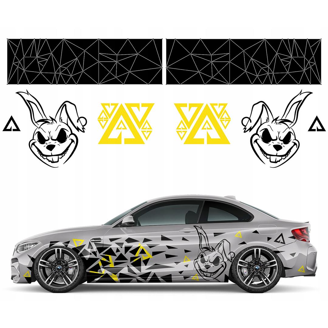 Statement Car Body Wrap Decals, Triangle and Rabbit Car Side Graphics ...