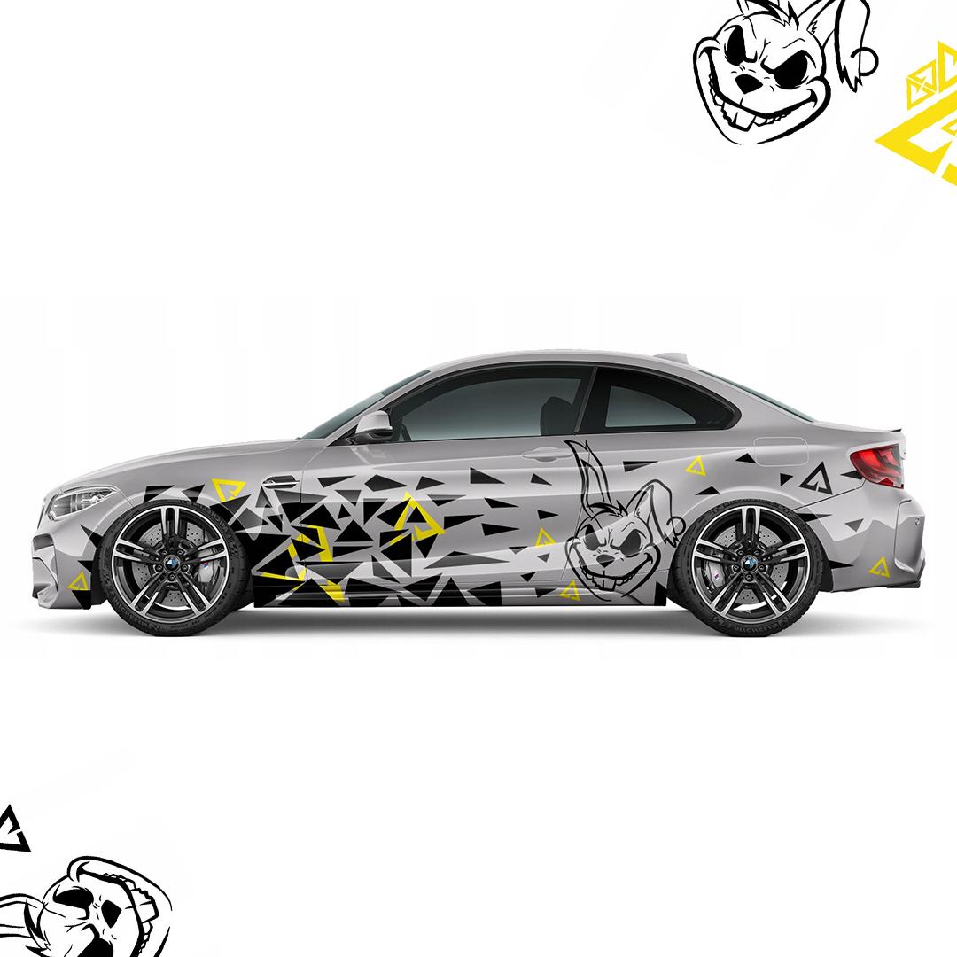 Statement Car Body Wrap Decals, Triangle and Rabbit Car Side Graphics ...