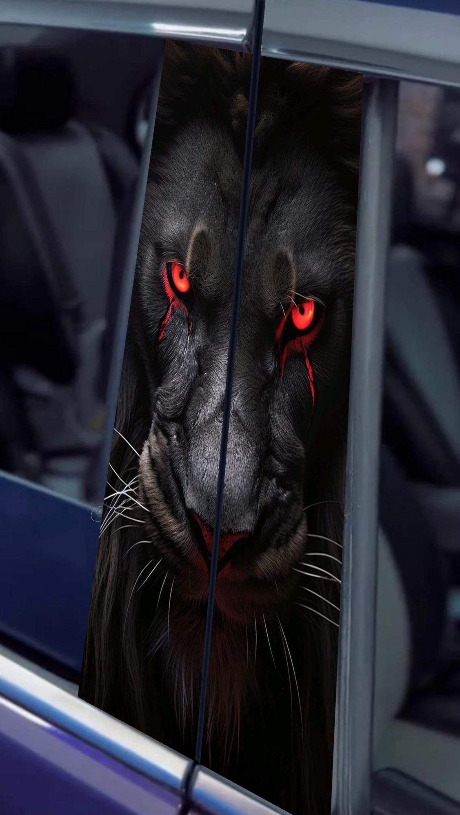 Lion Car Door Pillar Decal, Removable Vinyl Car Sticker, Truck Car Side ...