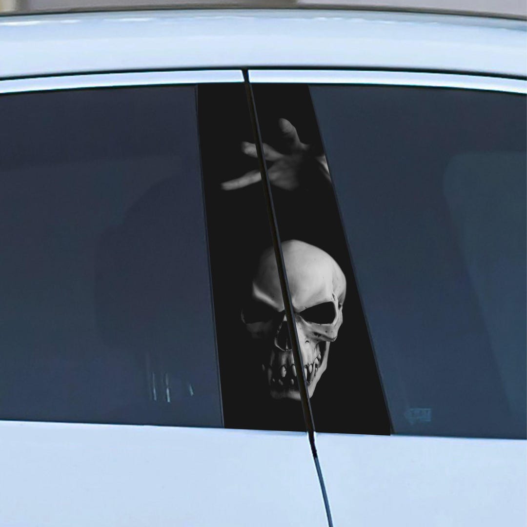 Skull Car Pillar Stickers, Custom Vinyl Pillar Post Decal, Removable ...