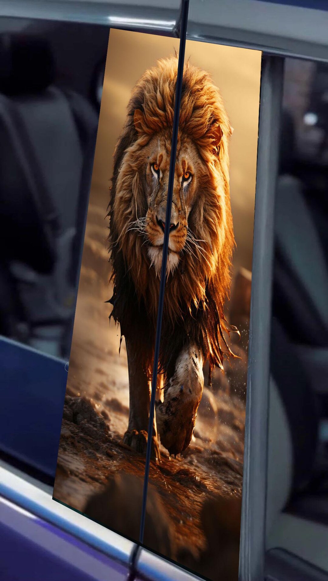 Lion Car Pillar Post Decal, Custom Car Cover Sticker, Removable Vinyl ...