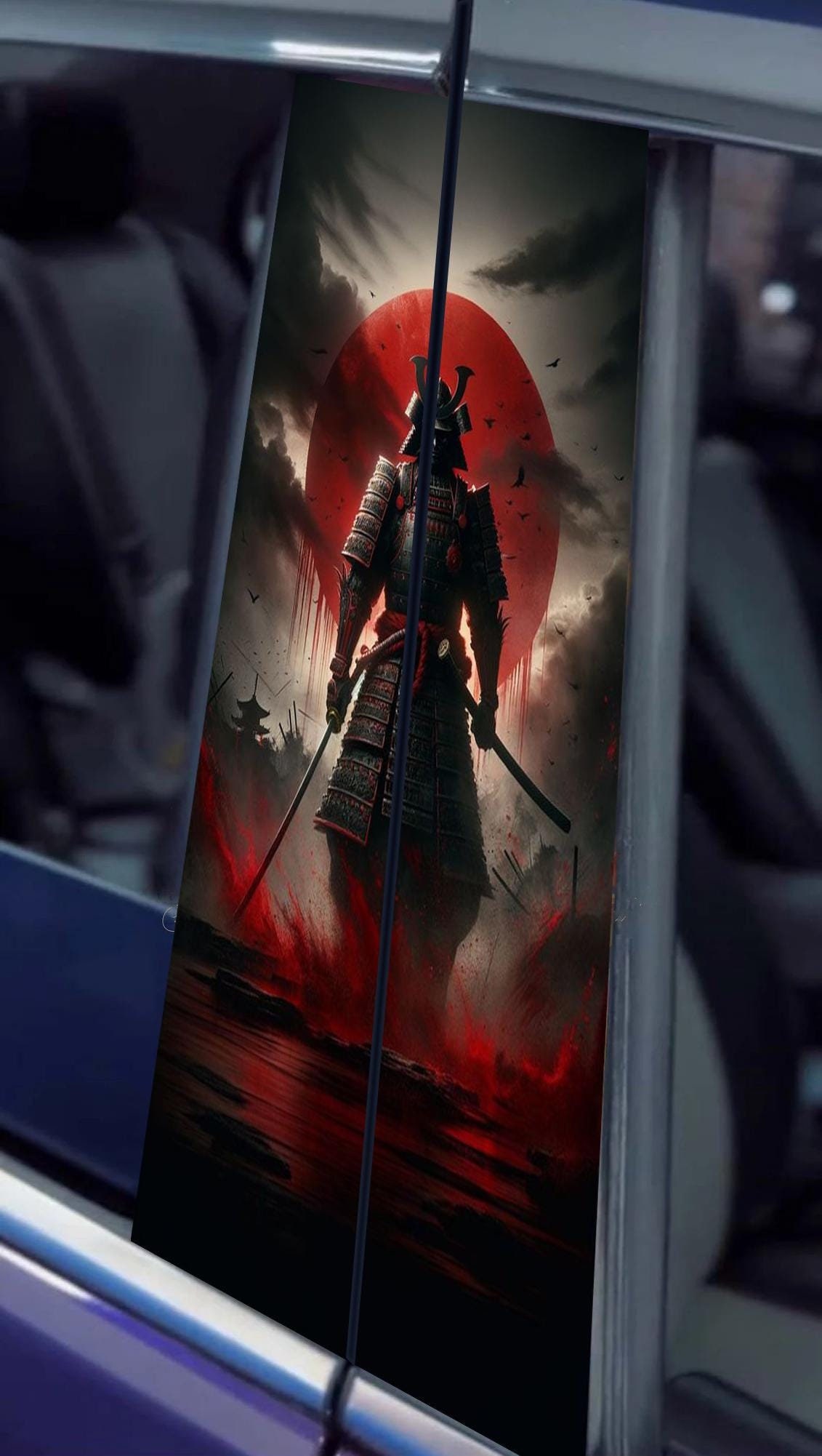 Japanese Samurai Decal, Removable Car Center Pillar Sticker, Custom ...