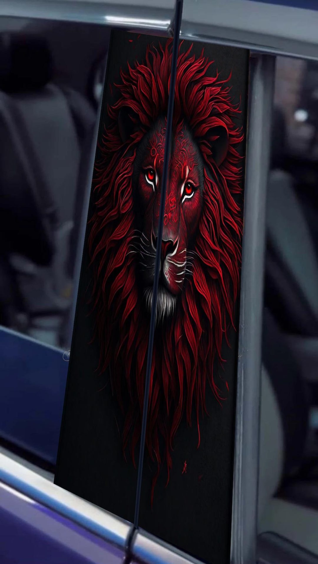 Red Lion Head Car Decal, Removable Vinyl Car Sticker Wrap, Truck Car ...