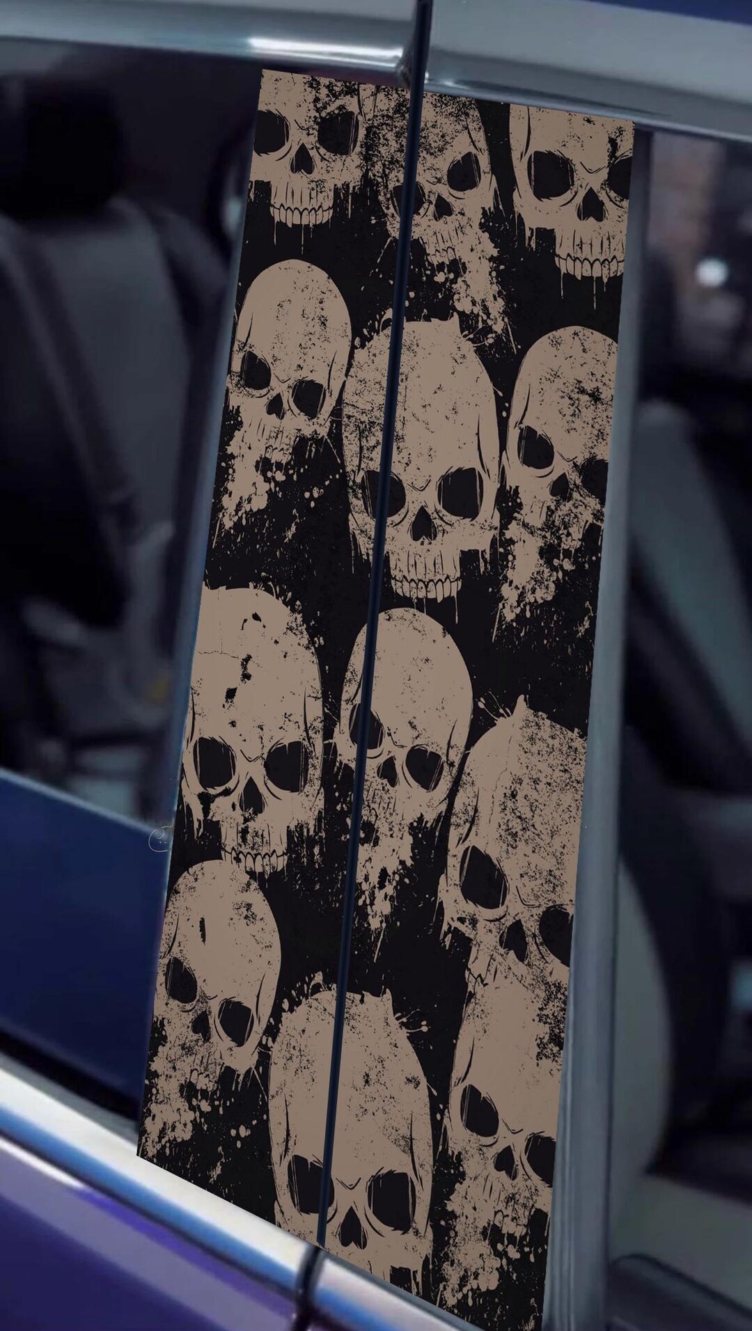 Skull Car Pillar Stickers, Vinyl Car Door Wrap, Car Tri Decals, Livery ...