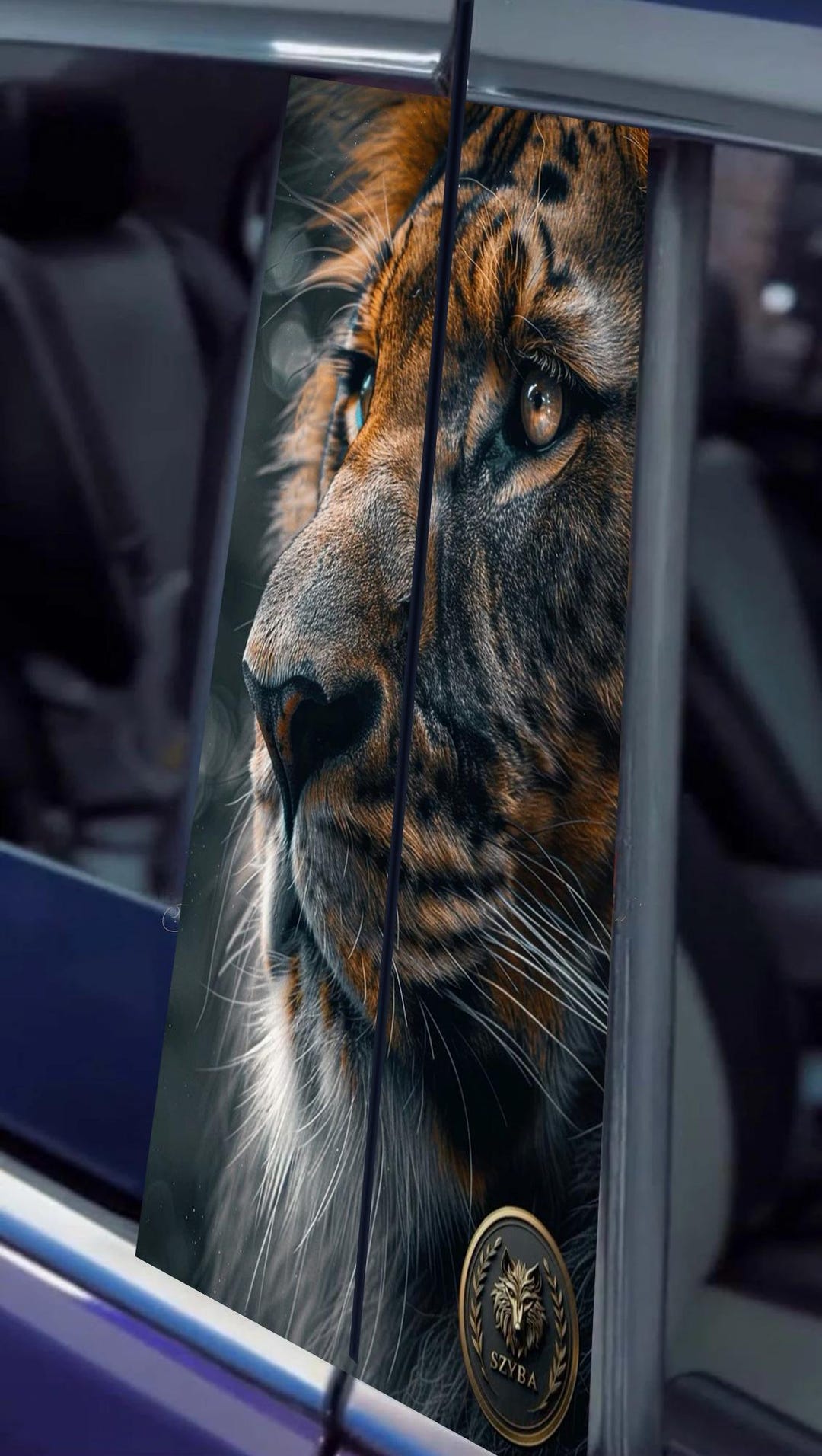 Lion Car Center Pillar Sticker, Custom Vinyl Decal, Car Wrap Print ...