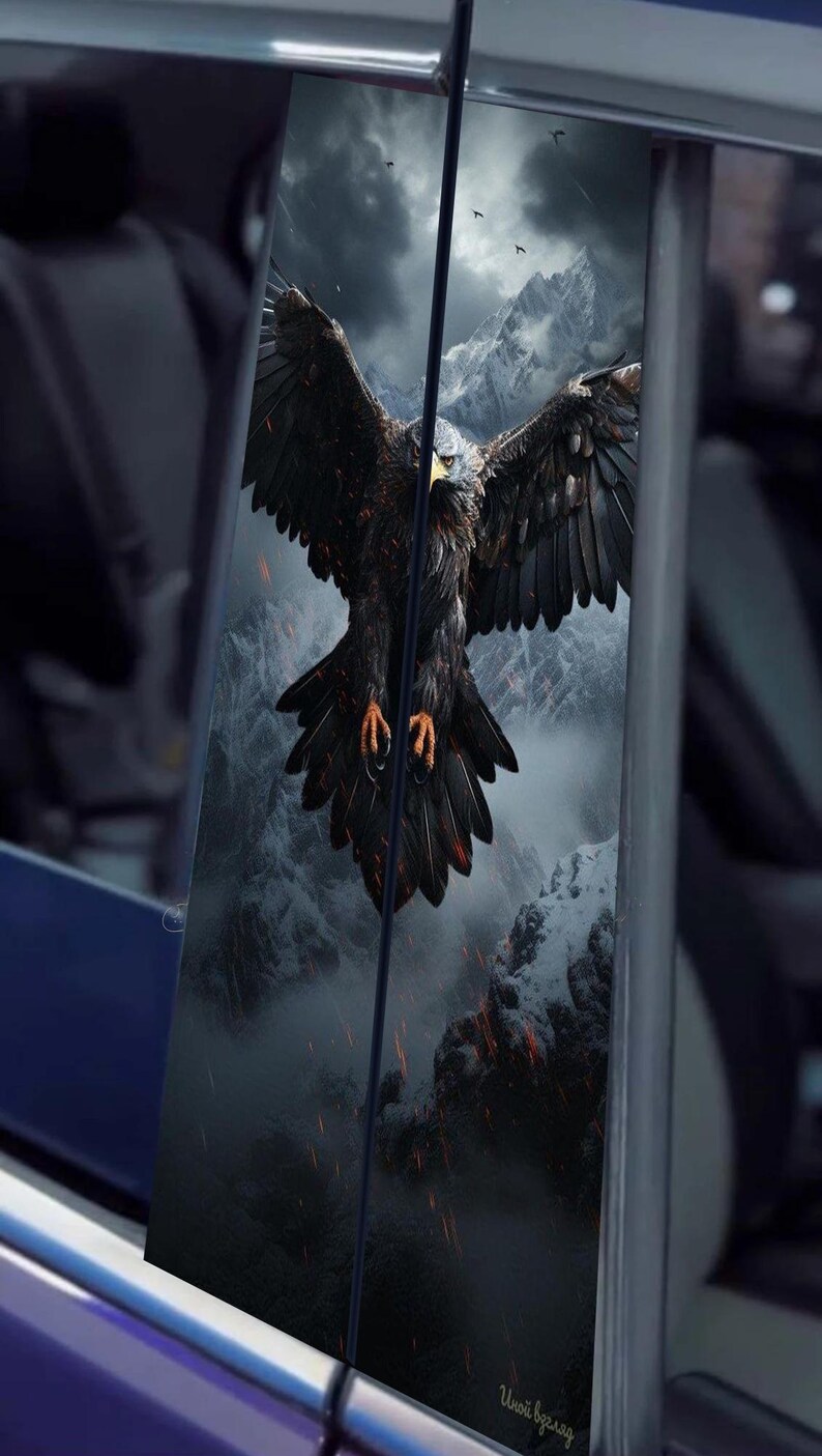 Eagle Car Pillar Stickers, Wild Animal Car Door Wraps, Vinyl Car Side ...
