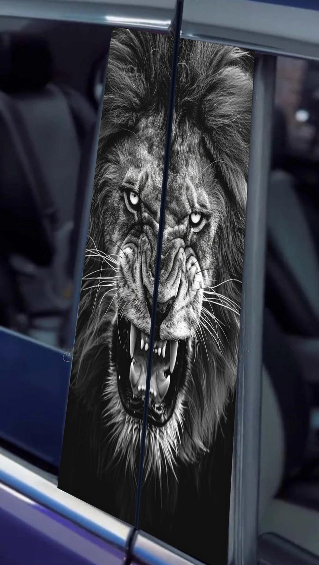 Lion Car Door Pillar Sticker, Vinyl Car Window Decal, Livery Vehicle ...