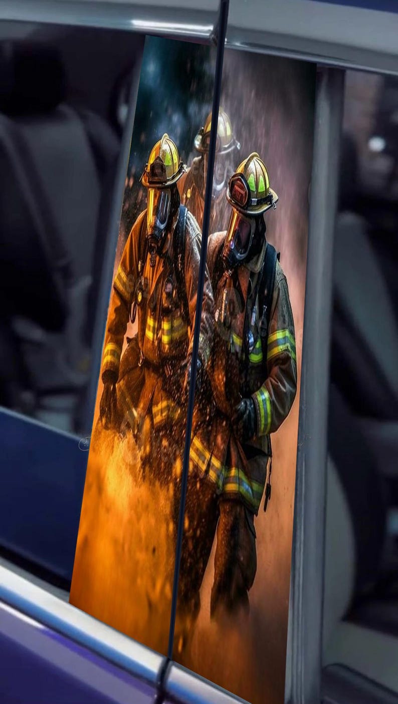 Firefighter Car Pillar Sticker, Fireman Vehicle Doors Livery Pillar ...