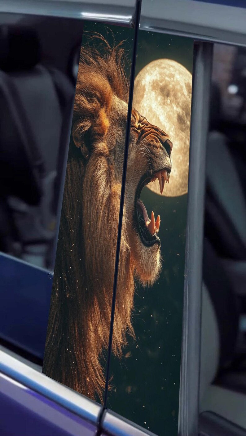 Lion Car Sticker, Car Center Pillar Decal, Removable Waterproof Vinyl ...