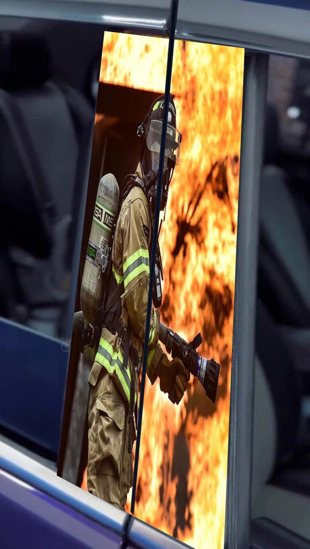 Firefighter Car Decal, Car Door Pillar Cover, Fire Flame Stickers ...