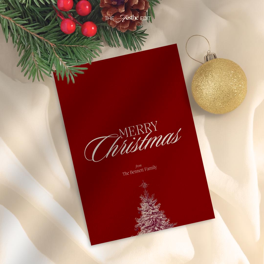 Elegant Christmas Card Template | Red & Cream Holiday Invitation (canva ...