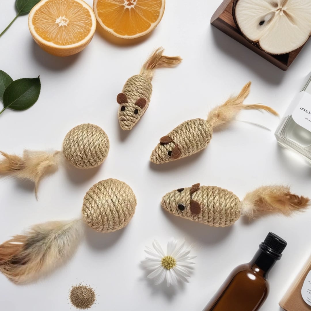 Cat Toy Mouse, Jute Rope Spheres, Handmade Macrame Yarn Wrapped Spheres ...