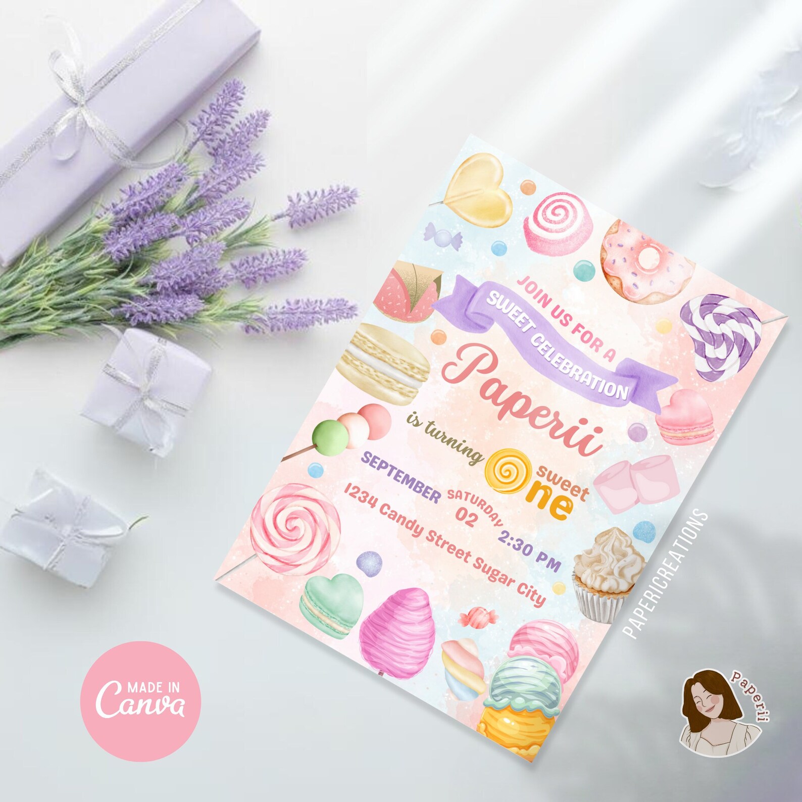 Pastel Candyland Birthday Invitation - Etsy