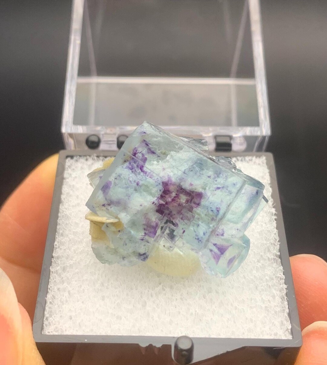 Purple Phantom Fluorite Piece, 30mm Box Fluorite Mineral Specimen From ...