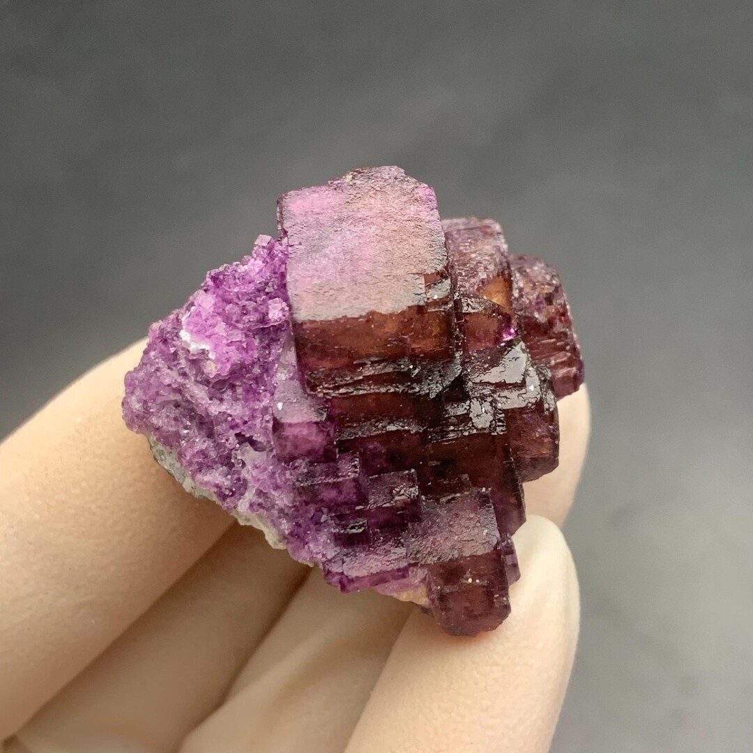 Purple Stepped Fluorite Specimen on Quartz From Inner Mongolia, Matrix ...