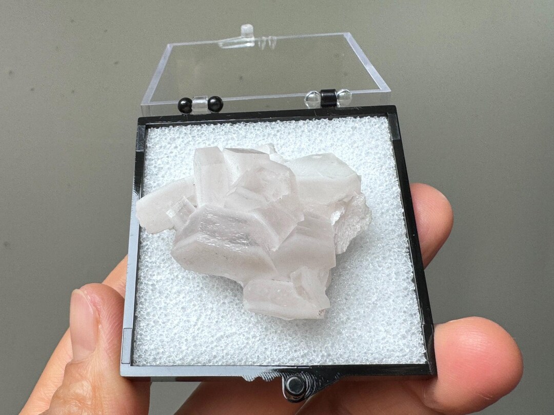 White Fluorescent Calcite Specimen From Fujian, China, 50mm Box White ...